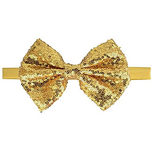 CÉLLOT 15pcs Baby Girl Headbands Sparkly Glitter Sequins 4" Big Hair Bows Ribbon Soft Stretchy Hair Bands for Infant Newborn and Toddlers