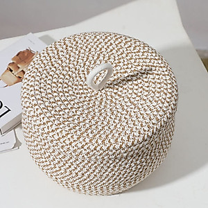 Zerodeko Cotton Rope Basket with Lid Round Woven Basket Decorative Storage Bin Organizer Box Lidded Baskets Egg Holder Jewelry Box Cosmetic Holder for