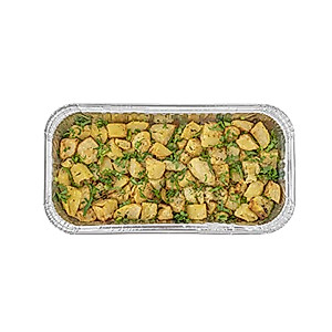 Restaurantware Foil Lux 12.5 x 6.5 Inch Loaf Foil Pans 25 Oven-Ready Foil Trays Lids Sold Separately 1/3 Third-Size 5 LB Silver Aluminum Disposable Baking Pans Freezable
