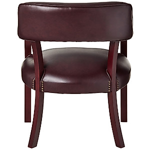Office Star Padded Vinyl Seat and Back Traditional Guest Chair with Nailhead Accents and Mahogany Finish Wood Frame, Jamestown