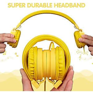 ONTA Kids Headphones for Boys Girls - Child Student Headset Wired plug Toddler Earphones School Teen on Ear for Ipad | Computer | Smart phone | Amazon Fire Tablet | Laptop | Plane Travel | Game,yellow