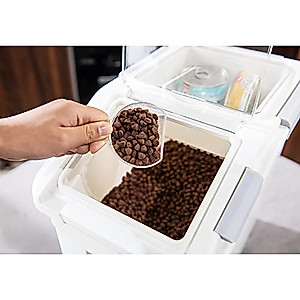 HANAMYA 15 Liter / 30 lbs Rice Storage Container with Measuring Cup, BPA free, For Rice | Grain | Pet Food | Flour, 2 count, White