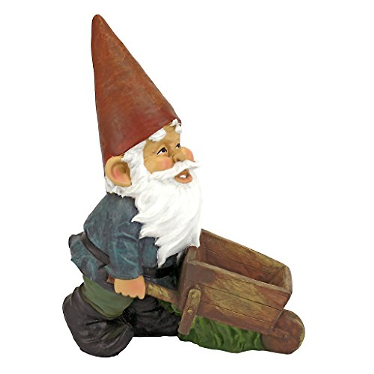 Design Toscano QM2433000 Wheelbarrow Willie Garden Gnome Statue Bird Feeder, 12 inch, Multicolored
