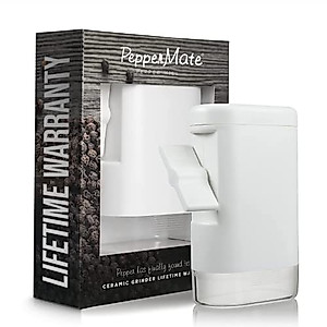 PepperMate Traditional Pepper Mill 723 - Turnkey High Volume Salt and Gourmet Peppercorn Grinder (White)