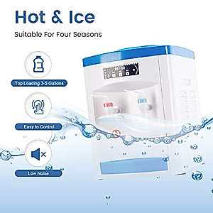 Top Loading Countertop Water Cooler Dispenser,550W Electric Hot Cold Water Cooler Dispenser,5 Gallon PP Material Compact Mini Desktop/Countertop Water Cooler Dispenser for Homes, Kitchens, Offices,etc