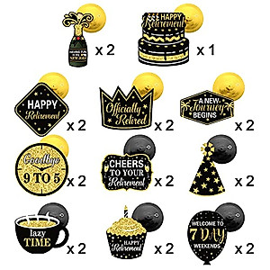 30 Pieces Retirement Party Hanging Swirls Decorations, Happy Retirement Office Retirement Swirls Decorations Foil Ceiling Decorations for Men Women Retirement Party Black Gold