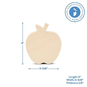 Chunky Wooden Apple Cutouts 4-inch x 3-3/8-inch, Pack of 2 Autumn Apples for Crafts, Fall Tray Decor & Classroom Decor, by Woodpeckers