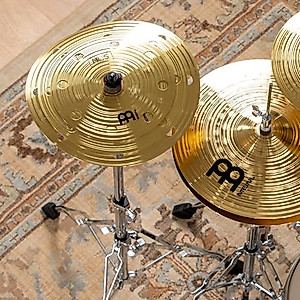 Meinl Cymbals 3-Piece Smack Stack Cymbal Pack with Holes 10", 12", 14" — HCS Traditional Finish Brass for Drum Set — Made in Germany, 2-Year Warranty (HCS024SM)