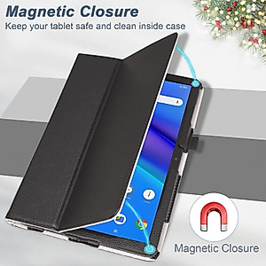 DMLuna Case for TCL Tab 10 5G 10.1" Tablet (Model: 9183W) 2022 Release, (Not Fit TCL Tab Pro 5G Model: TCL-9198S 2021), Folio Premium PU Leather Stand Cover with Hand Strap/Card Slot, Black X87