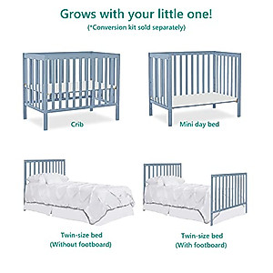 Dream On Me, Edgewood 4-in-1 Convertible Mini Crib, Dusty Blue