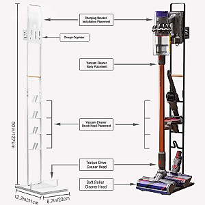 BRIAN & DANY Vacuum Stand for Dyson, Stable Metal Bracket Stand Holder Storage for Dyson V15 V12 V11 V10 V8 V7 V6, White