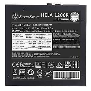 SilverStone Technology HELA 1200R Platinum ATX 3.0 / PCIe Gen 5 1200W Fully Modular Power Supply, SST-HA1200R-PM