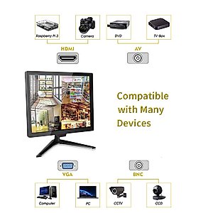 Cocar Security Monitor, 17 inch Security Monitor Screen, LCD CCTV Display for Home Security Systems Surveillance Camera STB PC, 1280x1024 Vesa Wall Mount Built-in Speaker, BNC/VGA/HDMI/Audio in Out