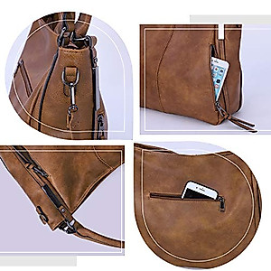 Large Purses for Women Shoulder Handbags Hobo Bags for Women (Brown)