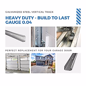 Garage Door Vertical Track Replacement – Set of Left and Right for 7 Foot Tall - Galvanized Steel Hardware Door Rails for Residential/Light Commercial Side Tracks for 2-inch Rollers