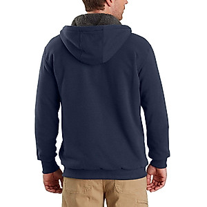 Carhartt Men's Rain Defender Rockland Sherpa Lined Hooded Sweatshirt, New Navy, Medium
