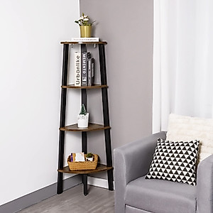 Bennio Brenny Corner Shelf, 4-Tier Ladder Bookshelf, Metal Frame Storage Rack, Shelving Unit, Plant Stand for Living Room, Home Office, Kitchen