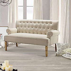 Rosevera Hermosa para Sala Love Seats Furniture Sofa in a Box Long Couches for Living Room Settee Loveseat, Standard, Velvet Beige