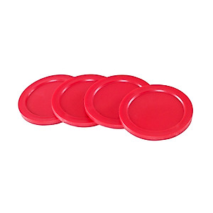 Super Z Outlet Light Weight Air Hockey Red Replacement Pucks & Slider Pusher Goalies for Game Tables, Equipment, Accessories (2 Striker, 4 Puck Pack)