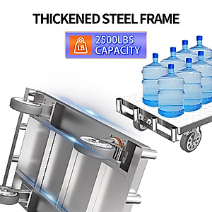 2IN1 Steel Panel Truck Cart,2500LBS 36" x 24" Heavy Duty Flatbed Cart,Platform Truck,Drywall Dolly Cart,Hand Truck Flat Cart with 6" Wheels,2MM Plate Lumber Push Cart with 1Front and 2 Side Handrails