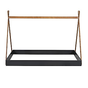 RORIGAT Full Floor Bed for Kids,Full Teepee Bed Frame with Triangle Structure,Wood Floor Bed for Bedroom Furniture,Box Spring Not Required，Black+Brown