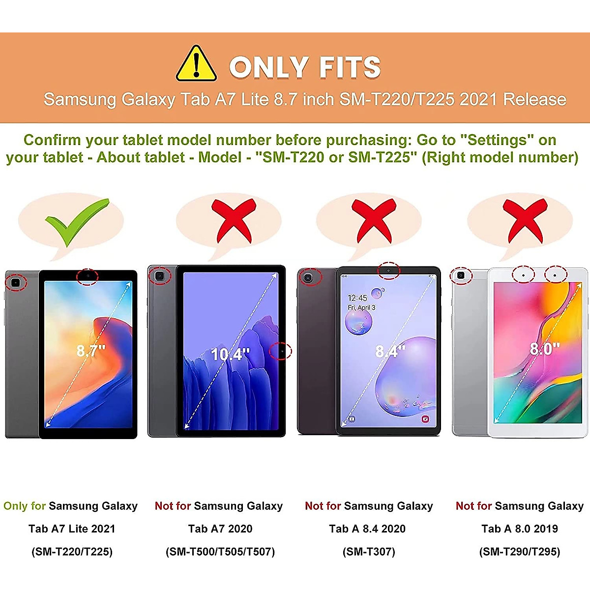 YUNHOTIC Case for Samsung Galaxy Tab A7 Lite 8.7 inch [ SM-T220/T225/T227 ] 2021 Model, Premium PU Leather Folding Stand Cover with Pen Holder & Multiple Viewing Angles - Purple Butterfly