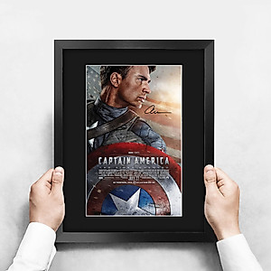 HWC Trading Framed 11" x 14" Print - Captain America Movie Poster Chris Evans Signed Gift Mounted Printed Autograph Film Gifts Photo Picture Display