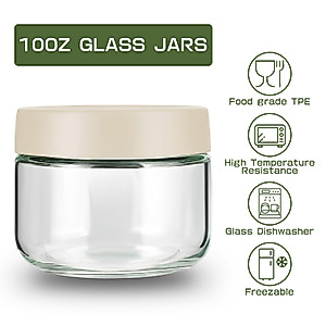 ZOEDO 10 OZ Glass Jar with Screw Lid,Wide Mouth Airtight Jar Overnight Oats Jars for Fruit, Salad,Spice, Candy, Jam, Seasoning,Meal Prep Containers,Canning Jar (4 Pack)