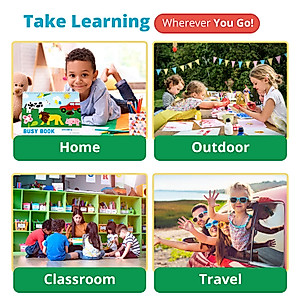 Made in USA - Busy Book for Toddler Toys - Preschool Learning Tools - Kids Books with Toddler Learning Activities - Busy Board for Toddlers - Activities for Kids (10 Pages)