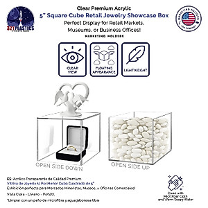 Marketing Holders 5" Acrylic Display Riser Box with One Open Side Versatile Clear Square Retail Merchandise Storage Bin or Product Platform