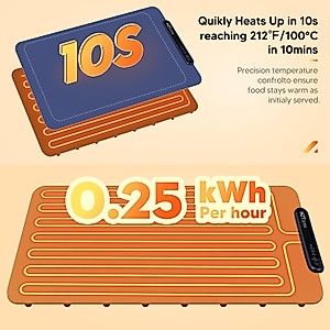 HZTzone Electric Warming Mat for Food, Electric Warming Tray with 3 Adjustable Temperature Modes, Rollable & Portable Food Warmer, Auto Shut-Off, Silicone Heating Mat for Parties Buffet, Gatherings