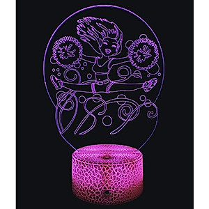 YTDZLTD Optical Illusion 3D Cheerleader Night Light 16 Colors Changing USB Power Remote Control Touch Switch Decor Lamp LED Table Desk Lamp