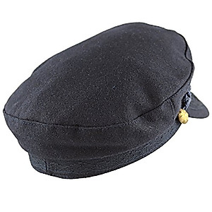 The Hat Depot 1400CD1970 Winter Unisex 100% Wool Greek Fisherman's Hat (L/XL, Navy)