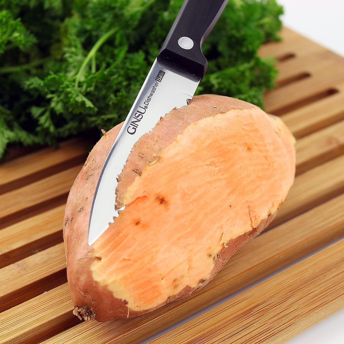 GINSU Kiso 4.5" Utility Knife, Black - Dishwasher Safe and Always Sharp