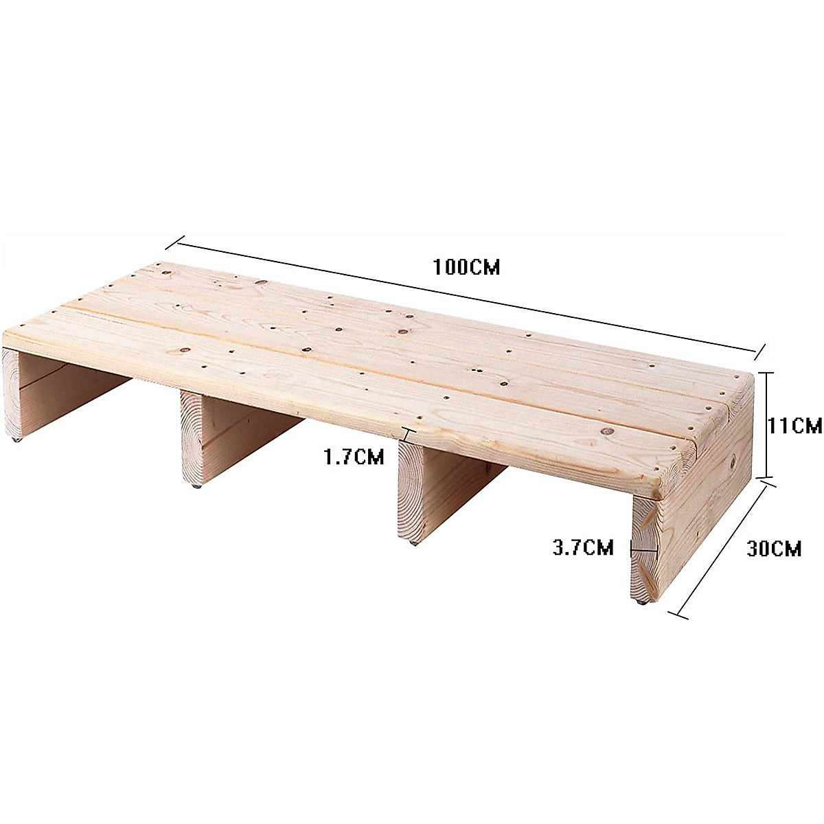 MYOYAY Wooden Bedside Step Stool Solid Wood Step Stool Indoor Outdoor Wooden Foot Stepper 40 x 12 x 4 inch