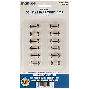 Bachmann Trains 33" FLAT BACK WHEEL SETS (12 per card) - HO Scale