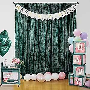Sugargirl Dark Green Sequin Backdrop Curtain 2 Panels 2FTx8FT Glitter Dark Green Background Drapes Sparkle Photography Backdrop for Party Wedding Birthday Wall Decoration