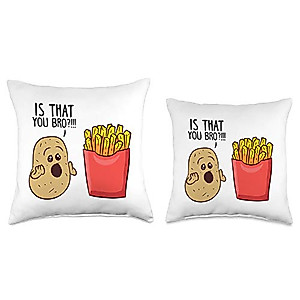 Funny French Fries Gifts Fries is That You Bro Funny Potatoes Throw Pillow, 16x16, Multicolor