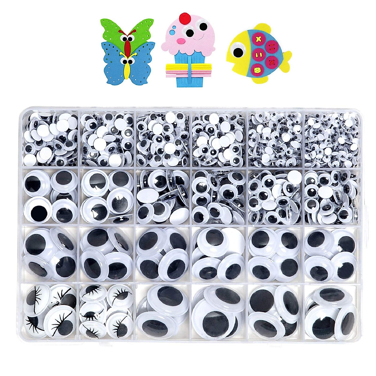 1210pcs Googly Wiggle Eyes Self Adhesive, for Craft Sticker Multi Sizes 4mm to 25mm for DIY by ZZYI
