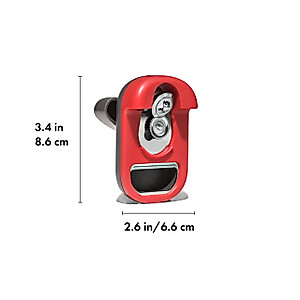 OXO Outdoor Kitchen Compact Can Opener with Built-In Bottle Opener,Red/Grey