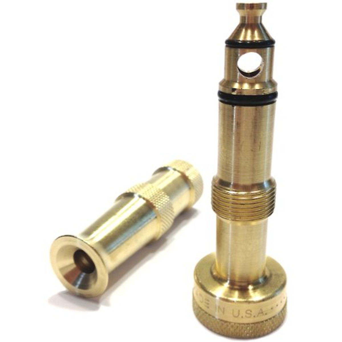 Hose Nozzle High Pressure for Car or Garden - Made in USA - Solid Brass - 2 Nozzle Set - Adjustable Water Sprayer from Spray to Jet - Heavy Duty - Fits Standard Hoses - with Gardening Secret E-Book