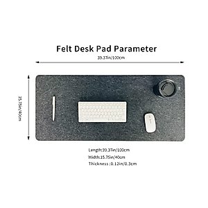 DAWNTREES Large Felt Desk Pad , 40''x16'' Full Desk Mouse Pad, Desk Pad for Keyboard ,Computer Mat for Desk ,100X40cm Felt Desk Mat for Desk Pad Protector
