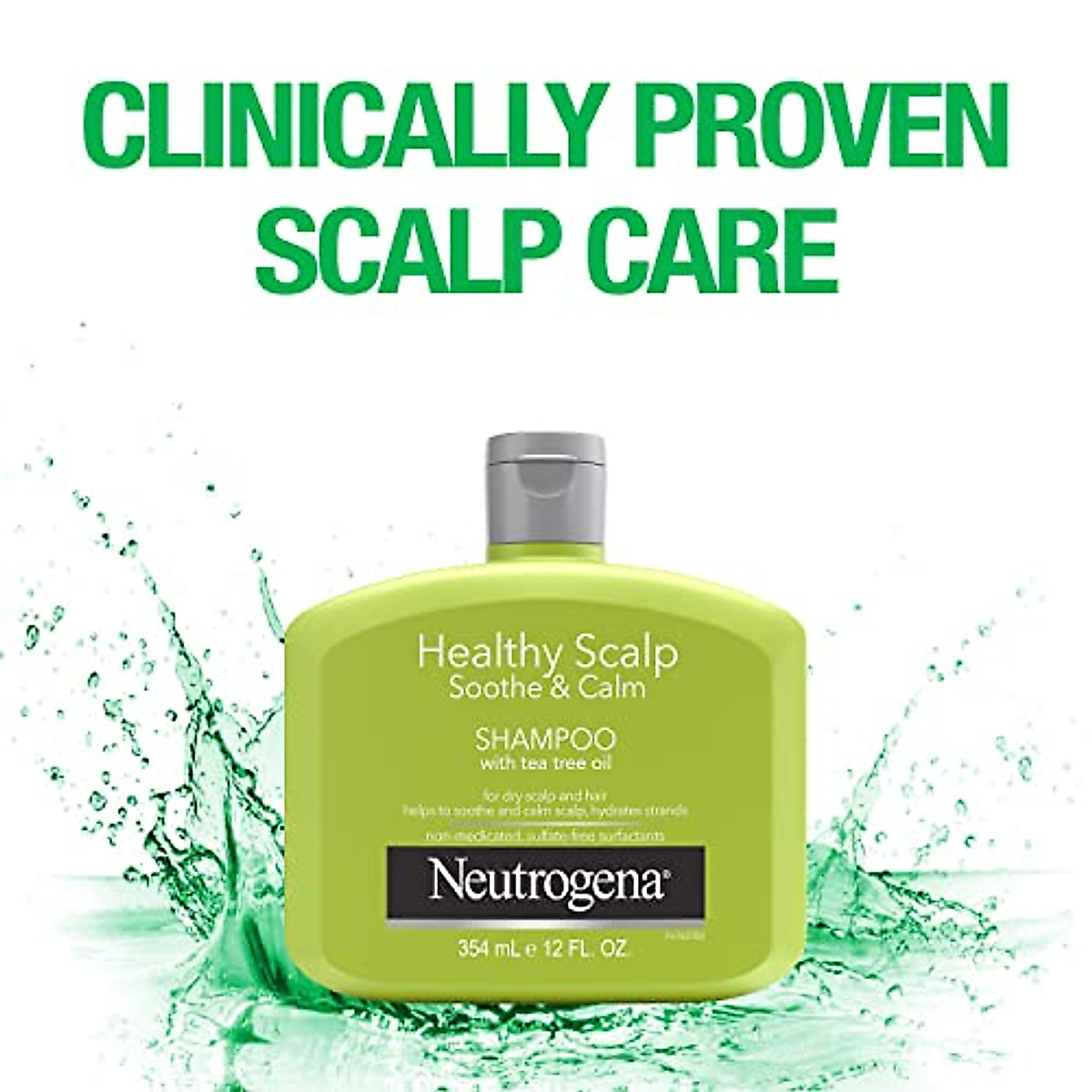Neutrogena Soothing & Calming Healthy Scalp Shampoo to Moisturize Dry Scalp & Hair, with Tea Tree Oil, pH-Balanced, Paraben-Free & Phthalate-Free, Safe for Color-Treated Hair, 12oz