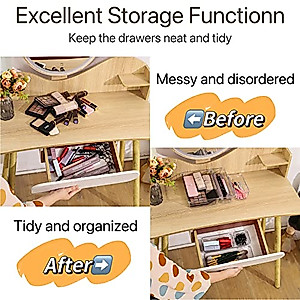 16 PCS Clear Plastic Drawer Organizers Set,5-Size Versatile Bathroom and Vanity Drawer Organizer Trays, Storage Bins for Makeup, Jewelries, Kitchen Utensils and Office