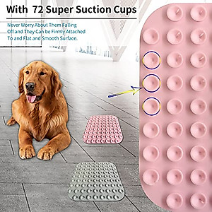 Ulmpp Dog Lick Mat with Suction Cups Dog Slow Feeders Dog Licking Mat Pet Mat Anxiety Relief Dog Cat Lick Training Licking Mat for Food, Yogurt, Peanut Butter Set of 2 (Grey & Pink)
