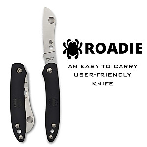 Spyderco Roadie Non-Locking Lightweight Knife with 2.09" N690Co Stainless Steel Blade and Durable Black FRN Handle - PlainEdge - C189PBK