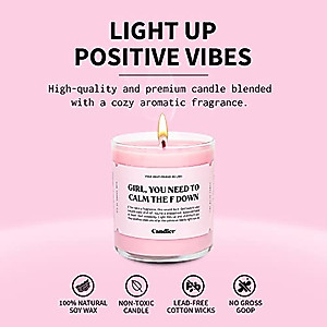Ryan Porter Calm The F Down Candles - 100% Natural & Vegan - Made of Hand-Poured Soy Wax & Cotton Wick - Smells Cherry Blossom, Magnolia & More - Decor Glass Candles - No Parabens, Phthalates, Lead