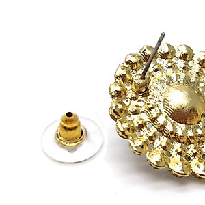 Wedding Rhinestone Synthetic Pearl Cluster Large Circle Flowers Long Drop Statement Earrings Elegant