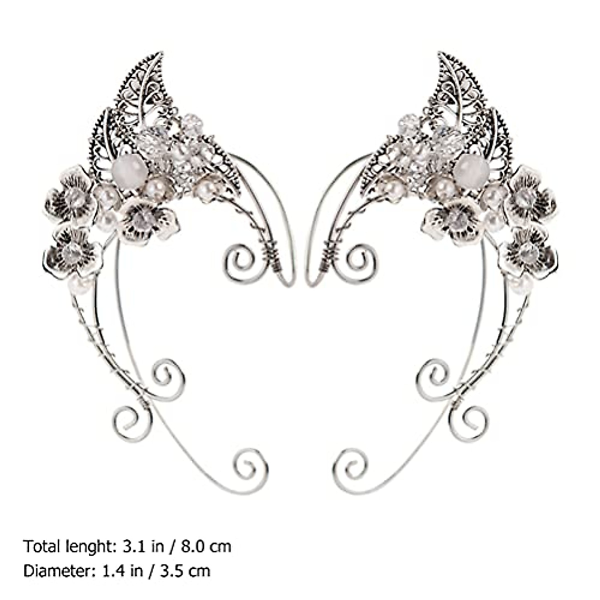Holibanna Elf Ear Cuffs for Women Elf Fairy Earrings Cuff Wrap Clip on Filigree Earrings for Halloween Costume Cosplay Wedding Party Jewelry (D)