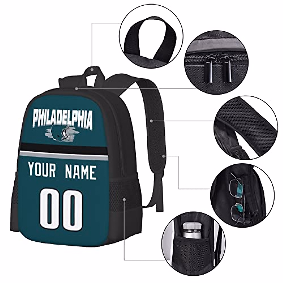 ANTKING Philadelphia Backpack Custom any Name and Number Gifts for Men Women